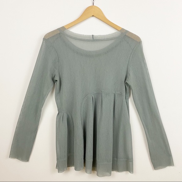 Tops | No Label Pale Blue Scoop Neck Sheer Stretch Top S | Poshmark